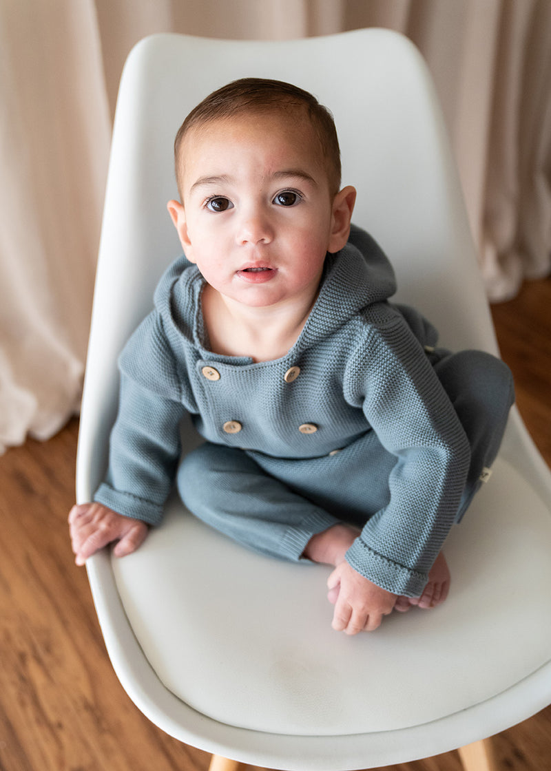 Hooded Double Button Baby Coat Jacket (Organic Cotton) - 4 Colors