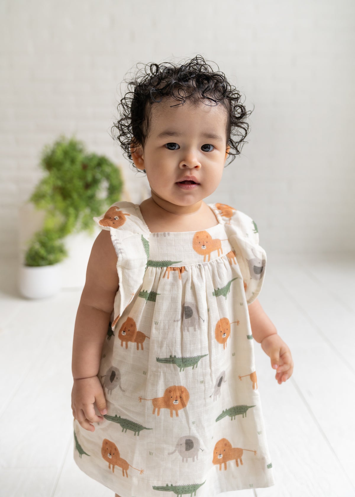 Savannah Flutter Sleeve & Smocked Baby Dress+Bloomer Set (Organic Musl