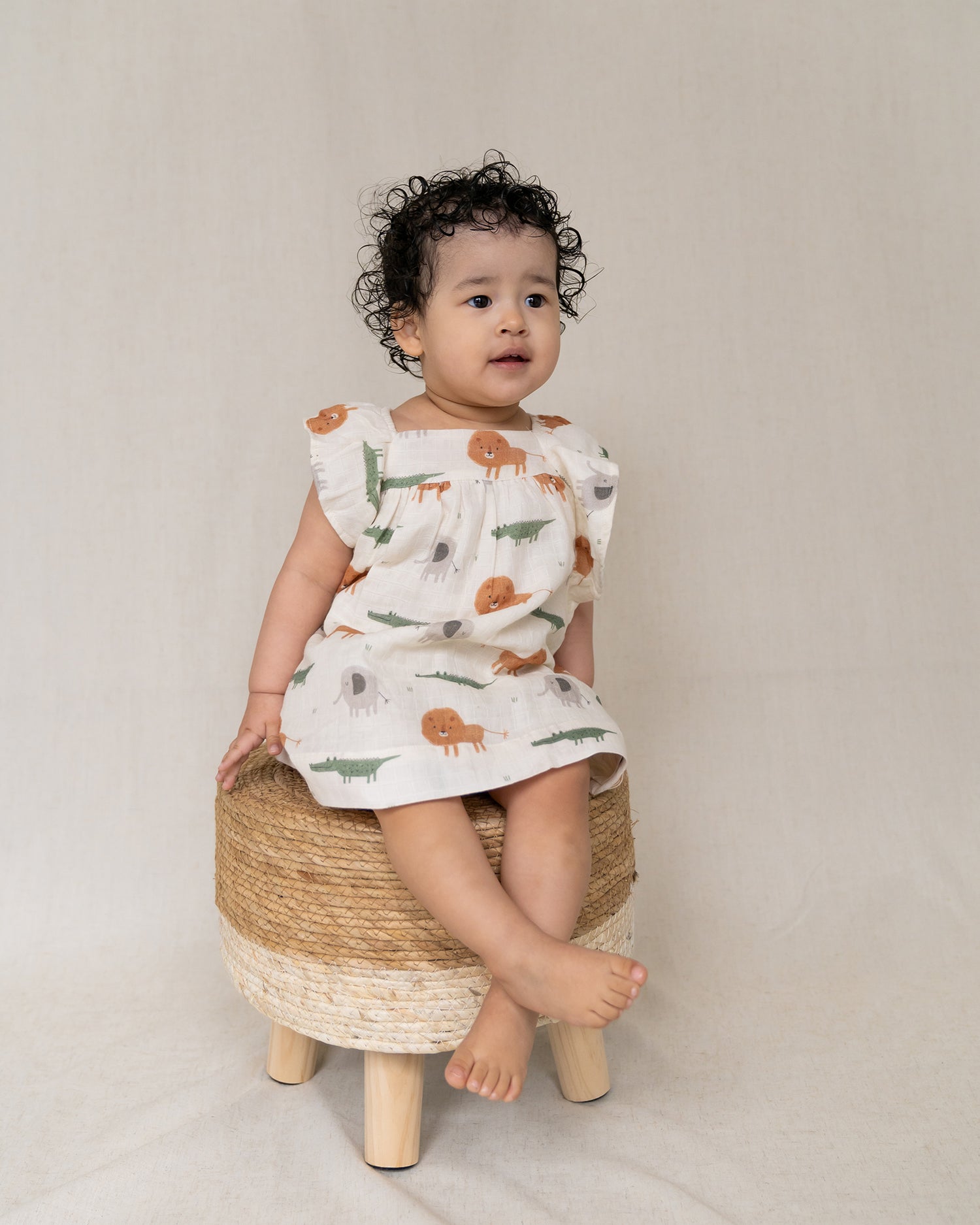 Savannah Flutter Sleeve & Smocked Baby Dress+Bloomer Set (Organic Musl