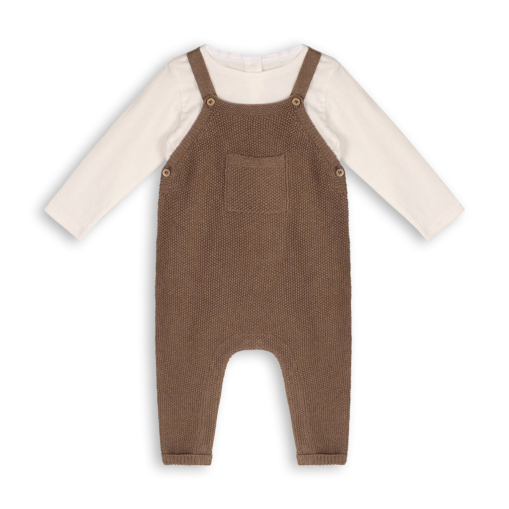 Chunky Sweater Knit Pocket Baby Overall & Bodysuit Set (Organic Cotton