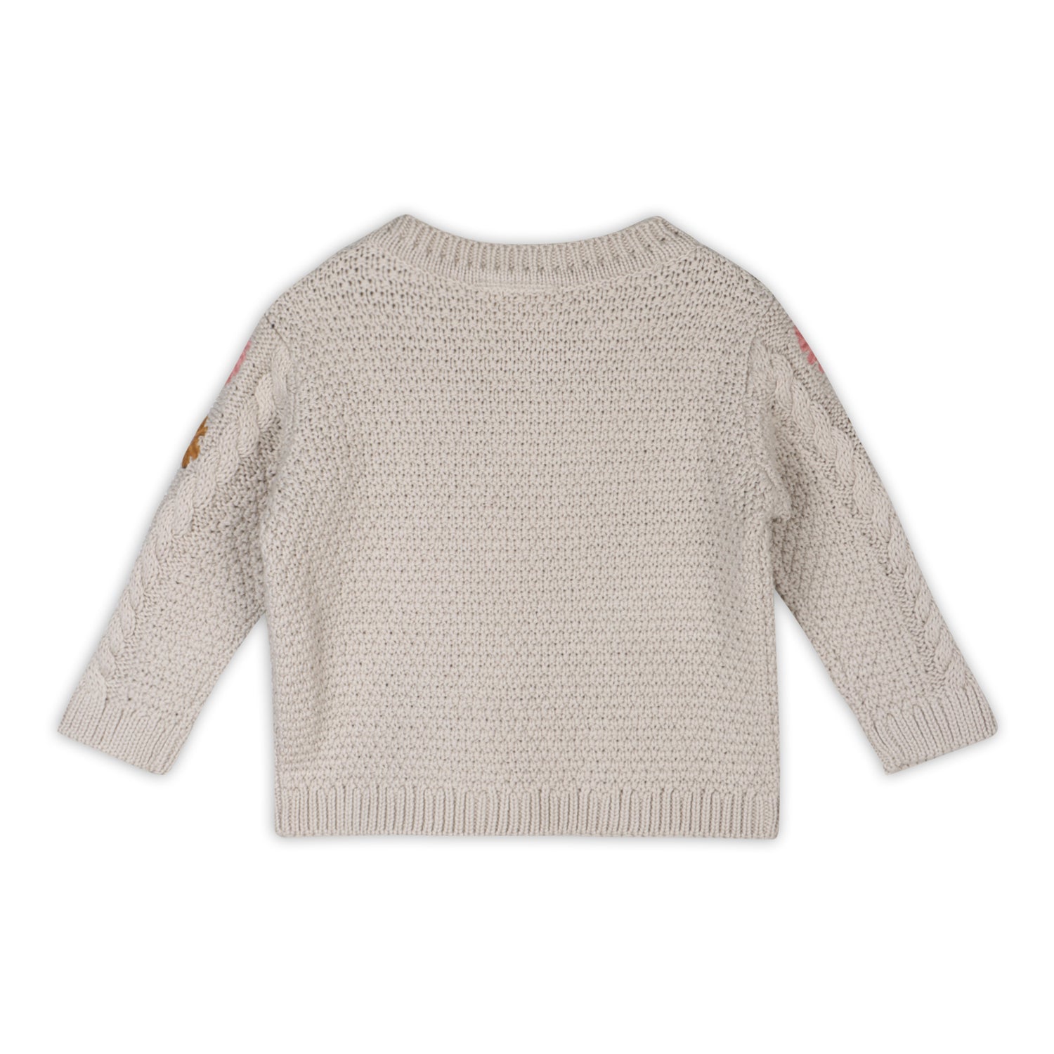 Floral Embroidered Chunky Knit Baby Pullover Sweater (Organic Cotton)