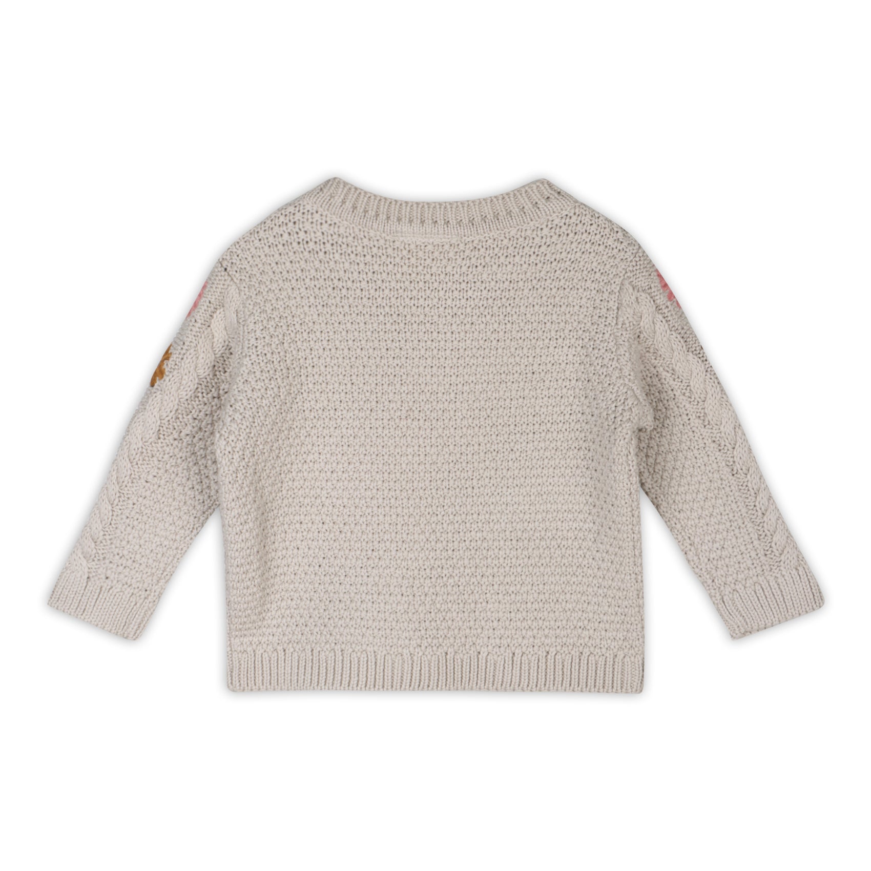 Floral Embroidered Chunky Knit Baby Pullover Sweater (Organic Cotton)