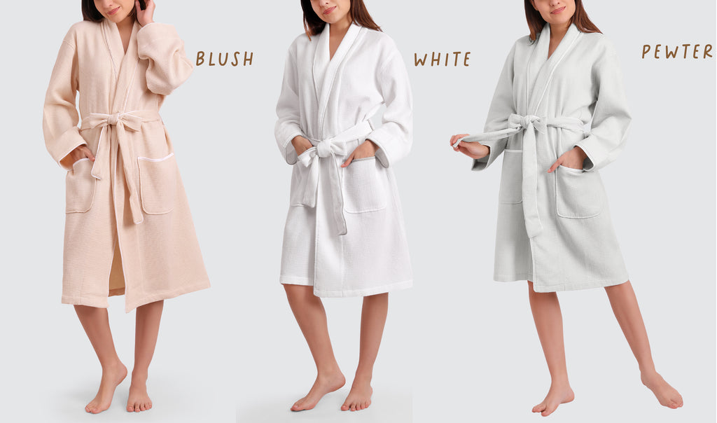 Women's Organic Waffle Weave Spa Bath Robes (3 Colors) by Viverano Organics