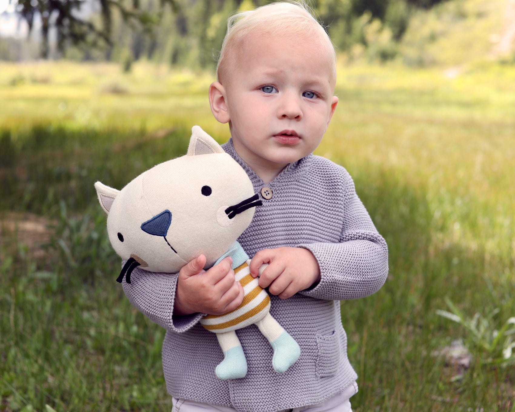 Remi Cat Organic Cotton Fine Knit Stuffed Animal Baby Toy (3 Colors)