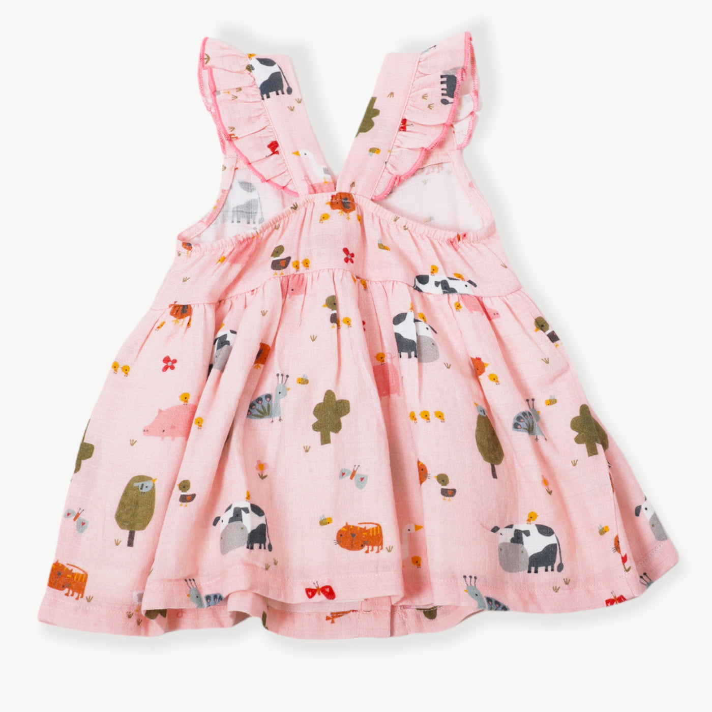 Organic Farm Ruffled Sleeveless Button Front Dress for Baby Girls
