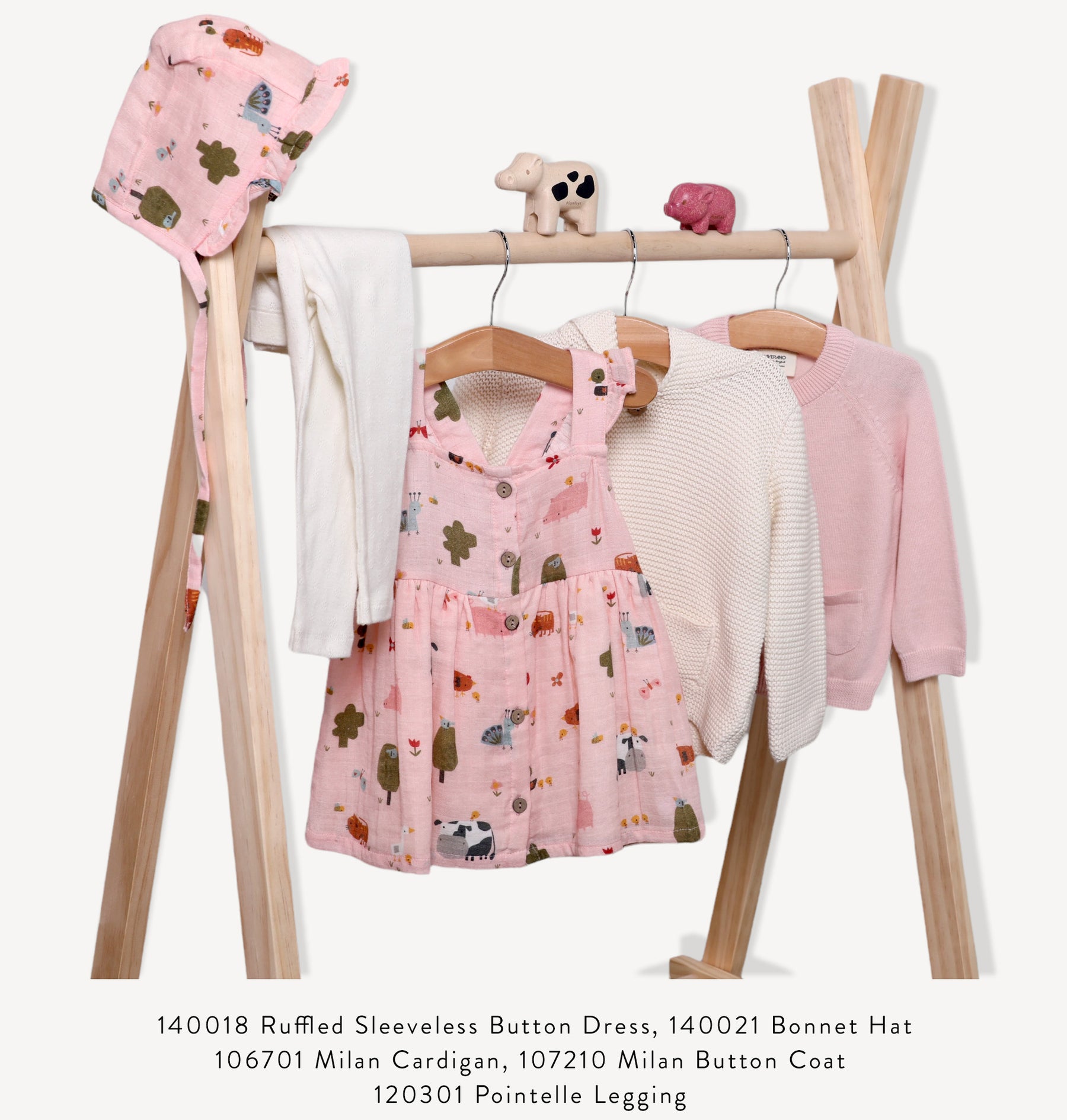 Organic Farm Ruffled Sleeveless Button Front Dress for Baby Girls