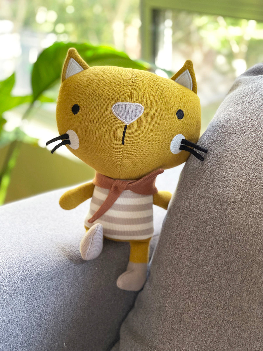 Remi Cat Organic Cotton Fine Knit Stuffed Animal Baby Toy (3 Colors)